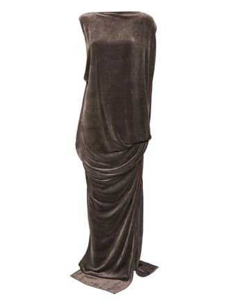 Rick Owens robe drapée à col bénitier - Gris
