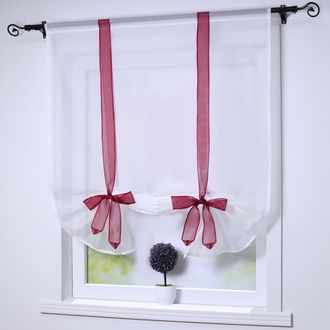 Joyswahl Raffrollo Voile Raffgardinen mit Tunnelzug Nina Bindegardine BxH 80x140cm Beere 1er Pack