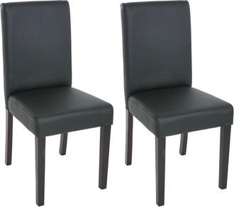 Nova Lot de 2 chaises de séjour Littau, simili-cuir, noir mat, pieds foncés