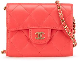 Chanel Hobo Bags - Quilted Lambskin Flap Card Holder on Chain - Gr. unisize - in Rot - f&uuml;r Damen