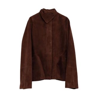 Alaia Peplum-Jacke aus Ziegenveloursleder - - Jackets - Damen - Braun - S