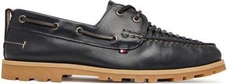 Tommy Hilfiger Halbschuhe Hilfiger Braided Lth Boat Shoe FM0FM05892 Dunkelblau