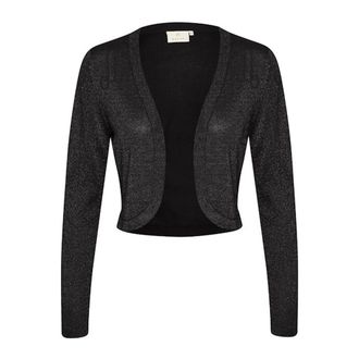 Kaffe Femme, Pulls, Noir, Taille: 46 FR Bol&eacute;ro Noir Deep avec Effet Scintillant