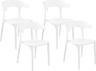 Beliani Lot 4 Chaises de Salle &agrave; Manger Empilables en Plastique Gris Clair Gubbio