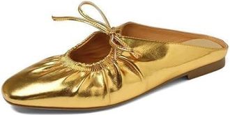 Generic Mules plates &agrave; lacets en cuir froiss&eacute; pour femme - Mules plates &agrave; bride arri&egrave;re - Pantoufles de bureau - Sandales d&eacute;t&eacute; quotidiennes - Sandales &eacute;l&eacute;gant