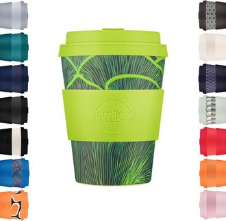 Ecoffee Cup 12oz 350ml Ecoffee Cup Wiederverwendbare umweltfreundliche 100% pflanzliche Kaffeetasse mit Silikondeckel und Hülle - Melaminfreie und biologisch abba