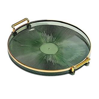 MagiDeal Plateau de service de style nordique, avec poign&eacute;es plateau de vanit&eacute; rond pour salon de bureau, Vert