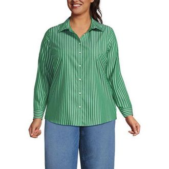 Lands End B&uuml;gelfreie Baumwoll-Bluse, Damen, Gr&ouml;&szlig;e:52 plus, Gr&uuml;n, Baumwolle, by Lands End