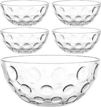 Leonardo CUCINA OPTIC Schalenset - 5 tlg. Set - Strukturierte Glasschalen im klaren Design - Passend zu jeder Gelegenheit - Vielseitig einsetzbar - Stapelbar -