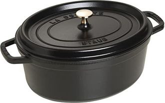 Staub Cocotte en Fonte Émaillée avec Couvercle, Tous feux dont induction, 8 personnes, Ovale, 41 cm, 12 L, 11,9 kg, Noir Mat