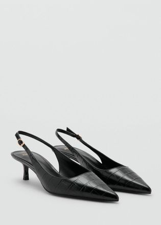 Mango Pumps mit Kroko-Pr&auml;gung schwarz - Damen - 35 - MANGO