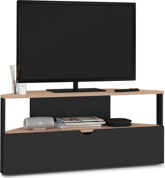 IDMarket TV-Bank, 100 cm, Ecke, ELI, Holzoptik, Buche-Optik, Schwarz