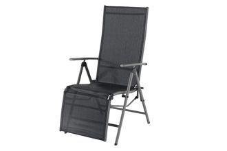 Aro Outdoor Liegestuhl, Sonnenliege mit Armlehene, Stahl/Textilen-Bespannung, 8-Fach verstellbare R&uuml;ckenlehne, Klappbar, Schwarz