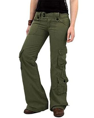 ORANDESIGNE Pantalon Cargo pour Femmes Pantalon en Jean Militaire Pantalon de Sport Pantalon de Plein air Pantalon de Travail K Arm&eacute;e Verte XL