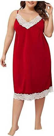 Generic Chemise de Nuit Femme Longue Modal Col V sans Manche en Dentelle V&ecirc;tements De Nuit Femme Bretelles Reglables Nuisettes pour Femme Sexy Chic Robe de Nu