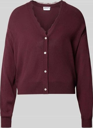 Jake*s Casual Cardigan mit V-Ausschnitt und Spitzenbesatz
