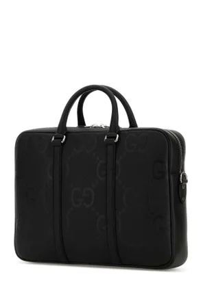 Gucci Mens Black Leather Briefcase Ventiquattrore