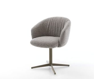 DELIFE Drehstuhl Caja-Flex mit Armlehnen Boucl&eacute; Silbergrau Fu&szlig;kreuz Effektfinish Titan 360&deg; drehbar Taschenfederkern, Esszimmerst&uuml;hle