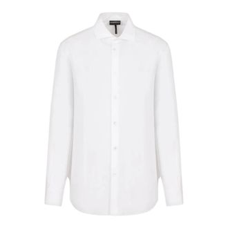 Emporio Armani Wei&szlig;es Baumwoll-Langarmshirt mit Allover-Logo-Schriftzug - - Shirts - Herren - Wei&szlig; - M