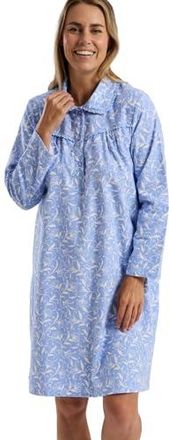 Marlon Womens Candace 40 Length Brushed Cotton Printed Peter Pan Collar Nightgown Chemise de Nuit, Joli Bleu, 44-46 Femme