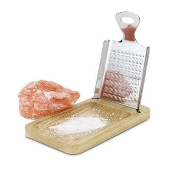 ROMINOX R&acirc;pe &agrave; &eacute;pices - Ar&ocirc;me - R&acirc;pe exclusive en acier inoxydable avec support en ch&ecirc;ne - Plateau int&eacute;gr&eacute; - Id&eacute;al pour r&acirc;per les pierres de sel, le gingembre