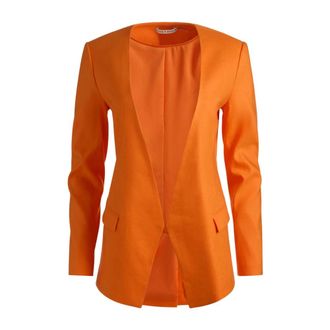 Alice & Olivia Blazer Corbin sans col &agrave; d&eacute;coupe angulaire - Femme - Vestes - Orange - Taille: 34 FR