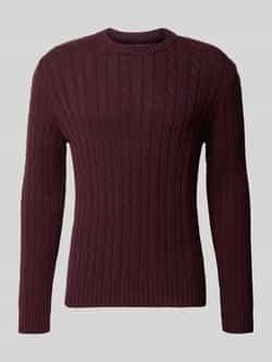 Superdry Strickpullover mit Zopfmuster und Rundhalsausschnitt