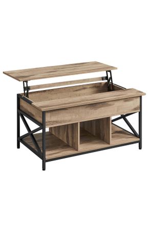 MID.YOU Mid.you Couchtisch, Schwarz, Eiche, Metall, Holzwerkstoff, rechteckig, eckig, 48-62x60x100 cm, Stauraum, Wohnzimmer, Wohnzimmertische, Couchtische, Co