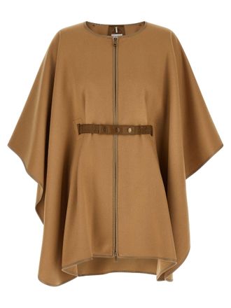 Moncler Virgin Wool Blend with Removable Hood Cape - Camel