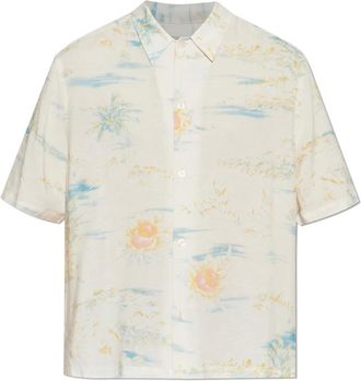 AllSaints Homme, Chemises, Blanc, Taille: M Breezer Boxy Short Sleeve Printed Shirt