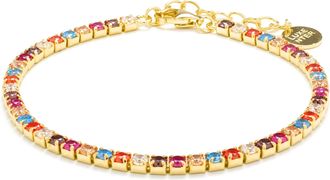 Luxenter 925 Sterling Silber Armband mit mehrfarbigen Zirkonia in 18K Gelbgold - Tahu