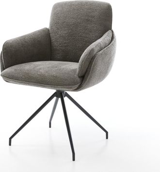 DELIFE Esszimmerstuhl Luan-Flex mit Armlehnen Boucl&eacute; Soft Schlamm Kreuzgestell konisch Schwarz, Esszimmerst&uuml;hle