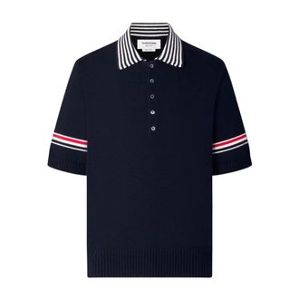 Thom Browne Segelboot Jersey Stitch RWB Streifen Rugby Poloshirt - - Tops - Herren - Blau - L