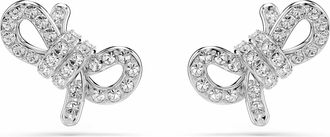 Swarovski Lifelong Ohrstecker, Pav&eacute;, Schleife, Wei&szlig;, Rhodiniert