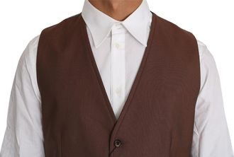 Dolce & Gabbana Mens Brown Wool Silk Waistcoat Vest Clothing