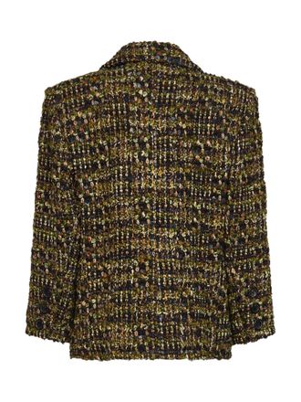 Saint Laurent Womens Jacket Khaki Wool Tweed Multicolour