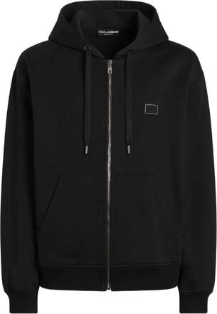 Dolce & Gabbana Sweat &agrave; capuche en coton avec plaque logo