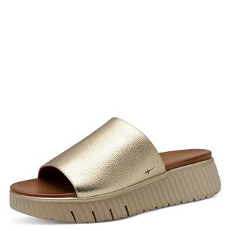 Tamaris Comfort mules femme cuir plateformes, Lt Gold, 38 EU