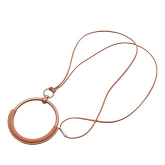 Herm&egrave;s Tan Swift and Stainless Steel Loop Grand Pendant Necklace