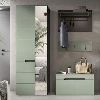 ebuy24 Ensemble 3 meubles dentr&eacute;e vert et anthracite - KANUT