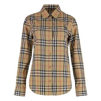 Burberry Femme, Blouses et Chemises, Beige, Taille: 38 FR Check Cotton Poplin Shirt