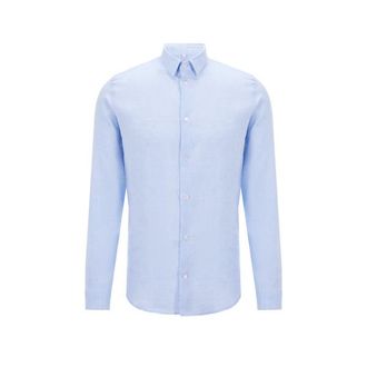 Au Printemps Paris Meliertes Leinenhemd - Blau