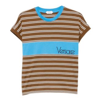 Versace T-shirt &agrave; empi&egrave;cements en coton ray&eacute; - Homme - Tops - Brun - Taille: M
