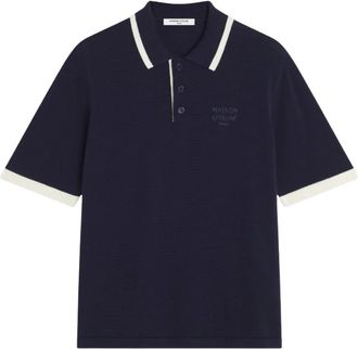 Maison Kitsun&eacute; Homme, Tops, Bleu, Taille: S Polo Confort en Tricot de Coton