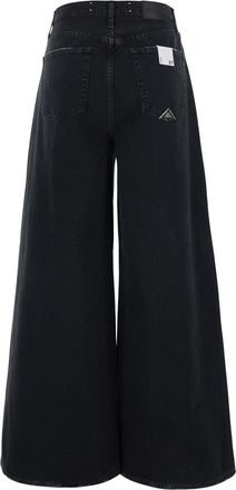 Roy Rogers Wide-Leg Cotton Denim Jeans - Black