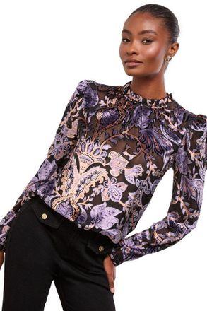 Lipsy Langarmbluse Lipsy Hoch geschlossene Bluse, Regular (1-tlg)