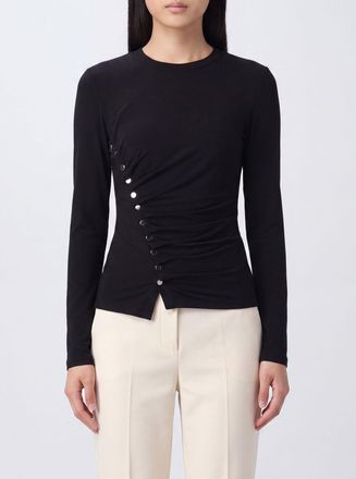 Paco Rabanne Top drap&eacute; en viscose &agrave; ourlet asym&eacute;trique et manches longues
