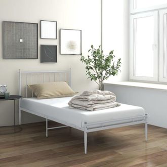 vidaXL Cadre de lit sans matelas blanc m&eacute;tal 100x200 cm Vidaxl