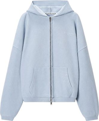 Alexander Wang SweaT-shirt zipp&eacute; oversize en cristal - Femme - Sweatshirts et sweats &agrave; capuche - Bleu - Taille: 42 FR