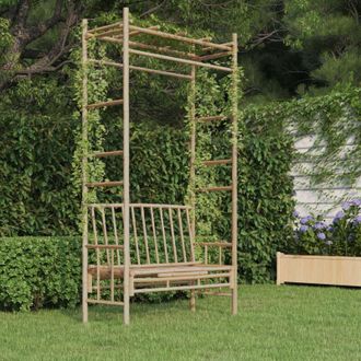 vidaXL Vidaxl - Banc de jardin en bambou avec pergola 116 x 52 x 220 cm - Acier galvanis&eacute; - Pour espaces ext&eacute;rieurs - Conception pour plantes grimpantes
